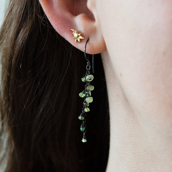 Green Sparkle Moss Gemstone Earrings CG Sculpture and Jewelry